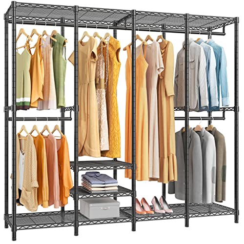 VIPEK V40 Wire Garment Rack Heavy Duty Clothes Rack for Hanging Clothes, Multi-Functional Bedroom Clothing Rack Freestanding Closet Wardrobe Rack, 76 inch L x 15.7 inch W x 75.6 inch H, Max Load 900lbs, Black