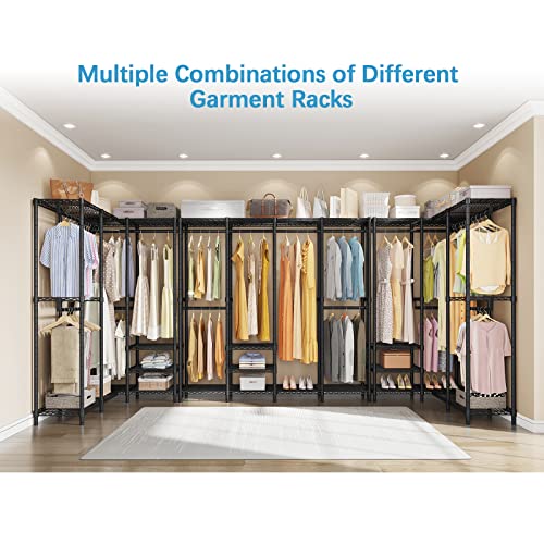 VIPEK V40 Wire Garment Rack Heavy Duty Clothes Rack for Hanging Clothes, Multi-Functional Bedroom Clothing Rack Freestanding Closet Wardrobe Rack, 76 inch L x 15.7 inch W x 75.6 inch H, Max Load 900lbs, Black