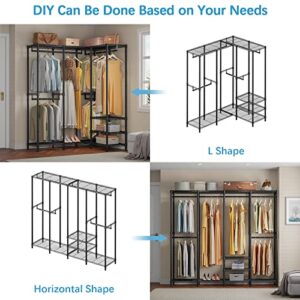 VIPEK V40 Wire Garment Rack Heavy Duty Clothes Rack for Hanging Clothes, Multi-Functional Bedroom Clothing Rack Freestanding Closet Wardrobe Rack, 76 inch L x 15.7 inch W x 75.6 inch H, Max Load 900lbs, Black