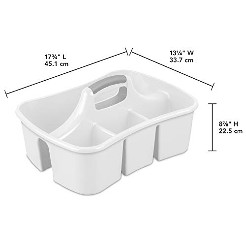 Sterilite 15888006 Divided Ultra Caddy, White Caddy w/ Titanium Insert, 6-Pack