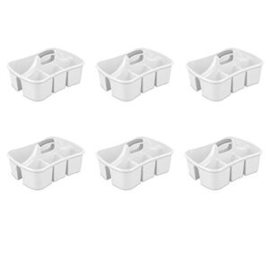 Sterilite 15888006 Divided Ultra Caddy, White Caddy w/ Titanium Insert, 6-Pack