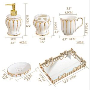 TFIIEXFL Ceramic Wash Set-Bathroom Accessories Set - Toothbrush Holder, Soap Dish, Soap/Lotion Dispenser, Tumbler