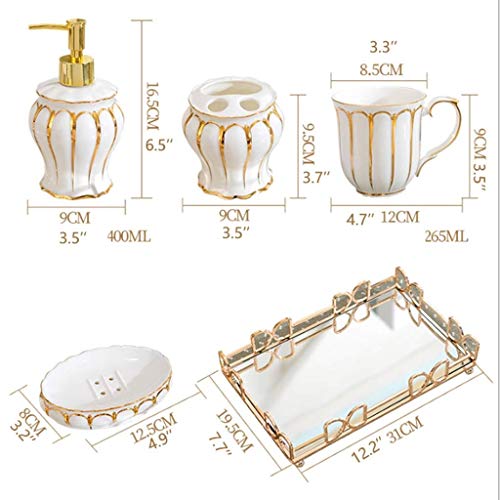 TFIIEXFL Ceramic Wash Set-Bathroom Accessories Set - Toothbrush Holder, Soap Dish, Soap/Lotion Dispenser, Tumbler