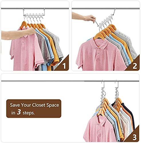 LuxuryFuel Magic Hangers Space Saving Hangers for Clothes Hangers Space Saving Wardrobe Clothing Hanger Oragnizer Closet Space Saver Hangers(4 Pack)