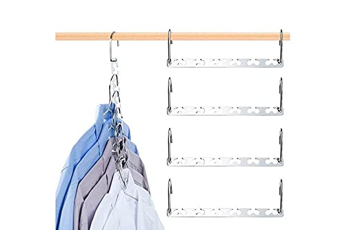 LuxuryFuel Magic Hangers Space Saving Hangers for Clothes Hangers Space Saving Wardrobe Clothing Hanger Oragnizer Closet Space Saver Hangers(4 Pack)