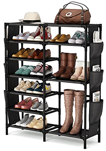 Tribesigns 7 Tiers Shoe Rack 24-30 Pairs Shoe Storage Organizer Non-woven Shoe Shelf Boots Organizer