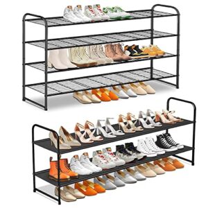 sleeping lamb long 2-tier shoe organizer for closet and 4 tier metal shoe organizer for closet