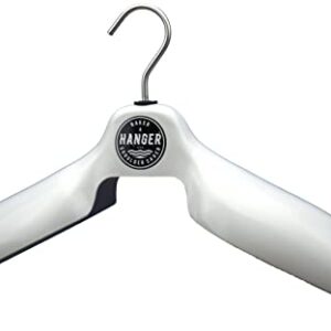 Coat and Wardrobe Hanger 'Shoulder Saver' by BAKER HANGER - USA Made - 4 Inch Hook (White)