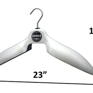 Coat and Wardrobe Hanger 'Shoulder Saver' by BAKER HANGER - USA Made - 4 Inch Hook (White)