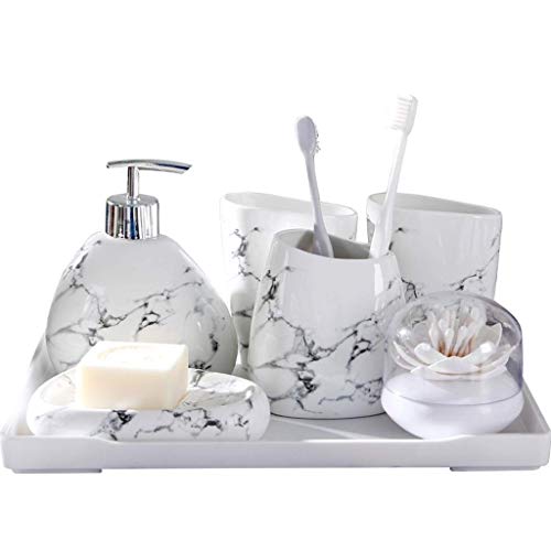 TFIIEXFL Shell Ceramic Bathroom Accessories Set of,Gargle Cups Toothbrush Holders Soap Dishes Soap Dispenser