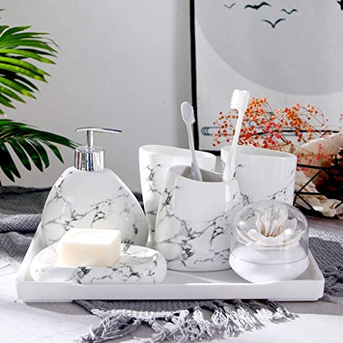 TFIIEXFL Shell Ceramic Bathroom Accessories Set of,Gargle Cups Toothbrush Holders Soap Dishes Soap Dispenser