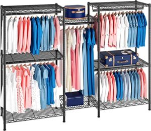 raybee clothes rack, heavy duty clothing racks for hanging clothes 830 lbs metal clothes racks for hanging clothes wire garment rack free standing closet portable & sturdy 74.8”wx17.7”dx76.8”h black