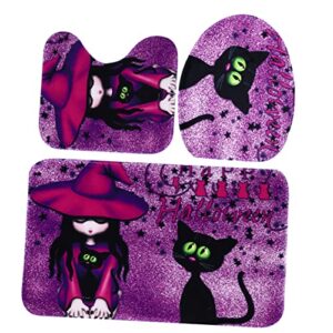 zerodeko 3pcs toilet seat three piece set toilet floor mat shower curtain set toilet cover seat toilet floor mat set toliet cover toilet seat cover purple halloween polyester (polyester