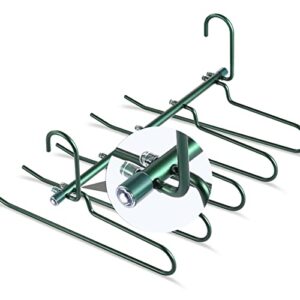 Pants Hangers,CKSD Aluminum Alloy 5 Layers Multi Functional Jeans Hanger More Space Saving Non Transform Non Fracture for Closet Clothes Hanger Organizer (Deep Green, 2 Pack)