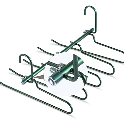 Pants Hangers,CKSD Aluminum Alloy 5 Layers Multi Functional Jeans Hanger More Space Saving Non Transform Non Fracture for Closet Clothes Hanger Organizer (Deep Green, 2 Pack)