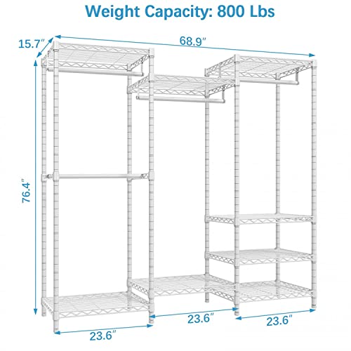 VIPEK V5 Portable Closet Wardrobe Heavy Duty Clothes Rack Freestanding Metal Clothing Rack, White