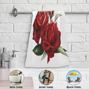 Rose Flower Butterfly Hand Towel 2pack 28x14.5 inch Ultra Soft Highly Absorbent Bath Towel Kitchen Dish Gift Guest Towel Home Bathroom Decor