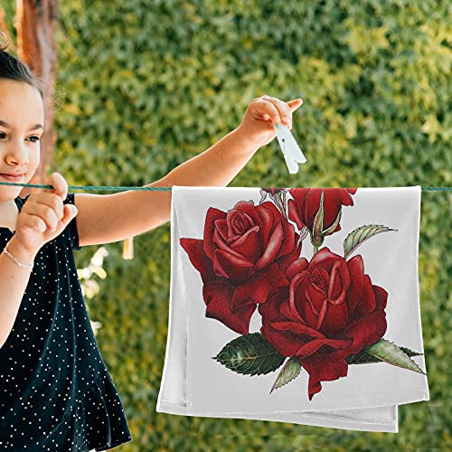 Rose Flower Butterfly Hand Towel 2pack 28x14.5 inch Ultra Soft Highly Absorbent Bath Towel Kitchen Dish Gift Guest Towel Home Bathroom Decor