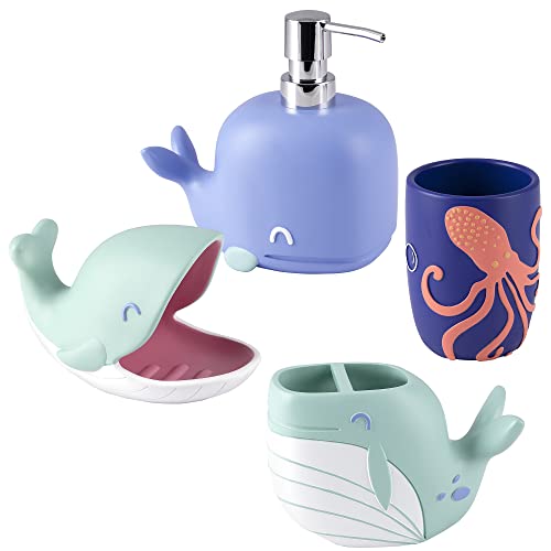 Allure Home Creation Whales 4-Piece Resin Bath Accessory Set