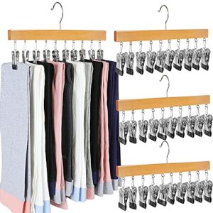 resovo upgrade legging organizer, wooden legging storage organizer space saving 20 metal hooks closet organizer and storage for leggings, pants, skirts etc. 4 pack