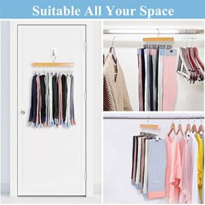 Resovo Upgrade Legging Organizer, Wooden Legging Storage Organizer Space Saving 20 Metal Hooks Closet Organizer and Storage for Leggings, Pants, Skirts etc. 4 Pack