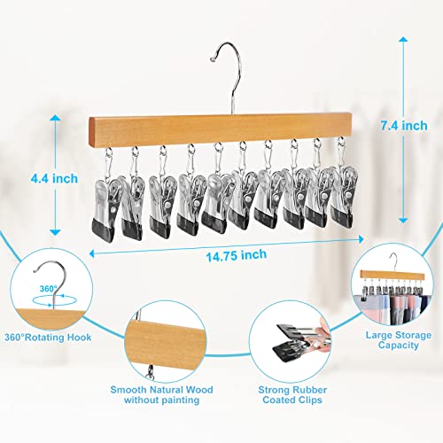 Resovo Upgrade Legging Organizer, Wooden Legging Storage Organizer Space Saving 20 Metal Hooks Closet Organizer and Storage for Leggings, Pants, Skirts etc. 4 Pack