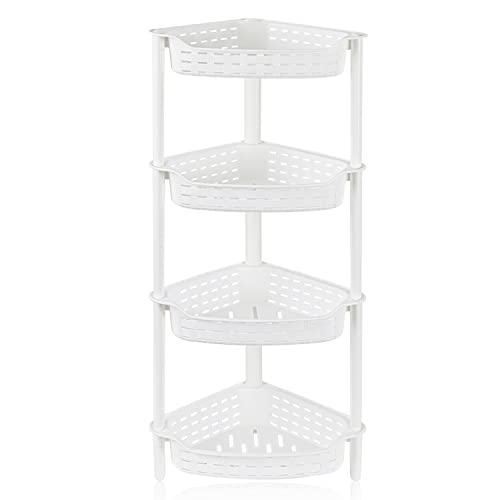 IYAR HOME 4 Tier Shower Caddy Organizer Shelf Corner Standing 12.80 x 9.06 x 25.39 Inches Shower Rack for Inside Shower & Kitchen Storage White