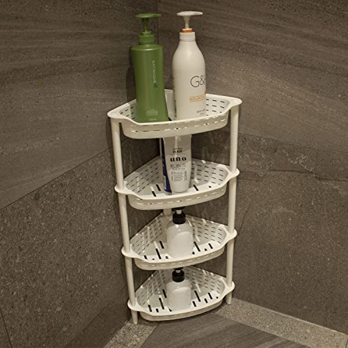 IYAR HOME 4 Tier Shower Caddy Organizer Shelf Corner Standing 12.80 x 9.06 x 25.39 Inches Shower Rack for Inside Shower & Kitchen Storage White