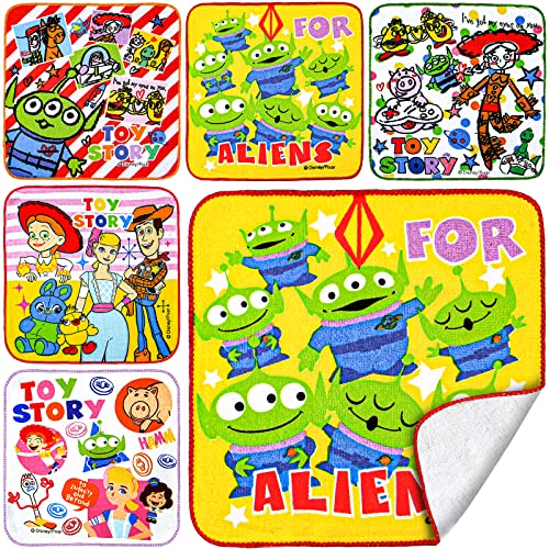 PSMILE 5PCS 20 X 20cm Colorful Cotton Towel Toy Story Series Cartoon Face Cloth Towel