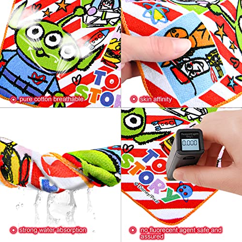 PSMILE 5PCS 20 X 20cm Colorful Cotton Towel Toy Story Series Cartoon Face Cloth Towel