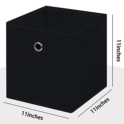 NieEnjoy Black Foldable Storage Cubes Bins ,11 Inch Cloth Storage Cube Fabric Storage Box Cubes Organizer Baskets with Dual Handles for Home Organizer Set of 3 (Black)