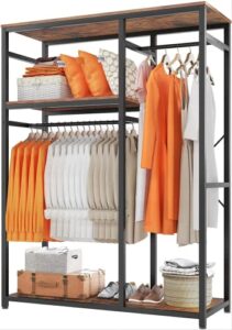 reibii free standing closet organizer heavy duty, wardrobe clothes organizer, freestanding closet organizer system, metal closet rack holds 300lbs, easy assembly, clothes rack, 71"h x 39.5" w x 16" d