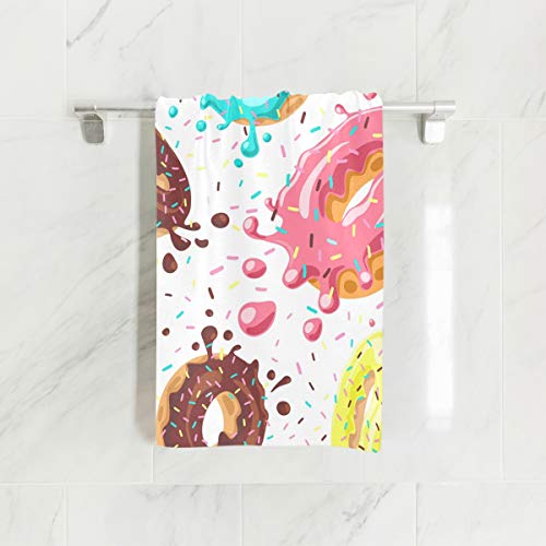 linomo Hand Towel Colorful Donut Towel Cotton Face Towel Dish Towel for Kids Girls Boys Adult