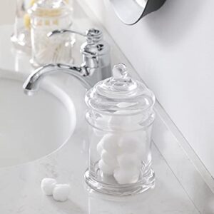 Motifeur Glass Apothecary Jars Bathroom Storage Organizer Canisters (Set of 3, Clear)