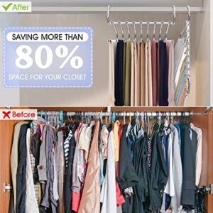 2 Pack Upgrade 9 Layers Pants Hangers Space Saving Antiquewhite+2 Pack Tank Top Hangers Space Saving Metal Bra Organizer for Closet Organizer Dorm Room Essentials