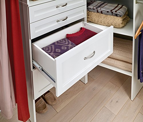 ClosetMaid SuiteSymphony Wood Drawer, Add On Accessory Shaker Style, for Storage, Closet, Clothes, 25" X 10", Pure White