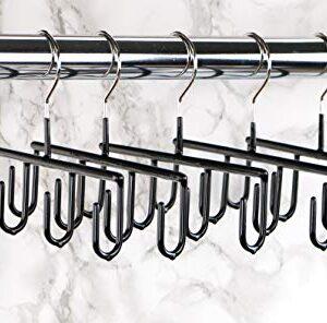 Mawa by Reston Lloyd Non-Slip Space-Saving Clothes Hanger For Belts with 4 Hooks, Style GH, Set of 5, Black