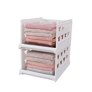 ﻿folding wardrobe storage box 2-pack plastic drawer organizer stackable shelf baskets cloth closet containers bin cubes ,home laundry fold pull out drawer dividers for clothes