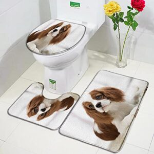 diy custom bathroom 3-piece set 3d non-slip toilet pattern toilet cover 3-piece bath mat carpet，personalized toilet three-piece set