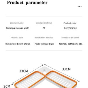 HN 180° Rotatable Bathroom Corner Rack Wall Mounted Shower Shelf Shampoo Storage Rack Holder White Orange, 13x4.3x2.75inch