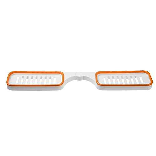 HN 180° Rotatable Bathroom Corner Rack Wall Mounted Shower Shelf Shampoo Storage Rack Holder White Orange, 13x4.3x2.75inch