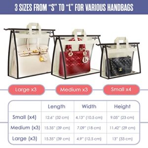 Purse Storage, Handbag Organizer, Dust Protector Bag, 10 Pack, 3 Sizes, Plastic, Clear Bags For Purses And Handbags, Bulk Closet Organizers, Anti Duster Covers, Designer Dustbag Cover | Houseables