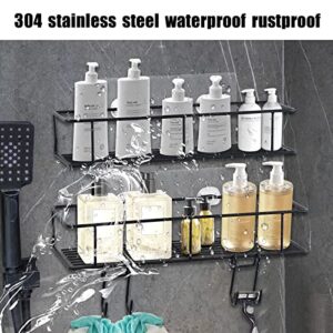 Shower Caddy 2-Pack with Hooks, No Drilling Adhesive Bathroom Storage Rack for Inside Shower Shampoo Conditioner Accessories Holder Shower Organizer