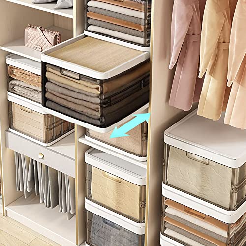 RoyalArt Lidded Collapsible Storage Bins Stackable Foldable Plastic Closet Organizer and Storage Box 18 Qt for Clothes Sheet Toys with Lid, 2 Pack