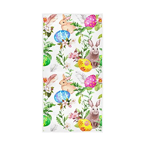 senya Easter Hand Towels, Easter Bunny Eggs in Grass Flowers Highly Absorbent Hand Towels for Bathroom