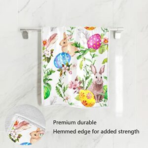 senya Easter Hand Towels, Easter Bunny Eggs in Grass Flowers Highly Absorbent Hand Towels for Bathroom