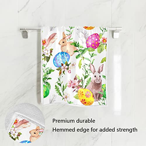 senya Easter Hand Towels, Easter Bunny Eggs in Grass Flowers Highly Absorbent Hand Towels for Bathroom