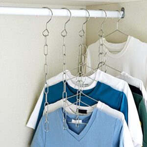 [Pack of 4pcs] WAIKAS Storage Hanger Stainless Steel for Cloth,Ten-Ring Tiered Storage, Saves 9 Times Space, Bedroom Closet Organizer, Suitable for College dorms