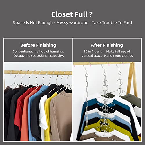 [Pack of 4pcs] WAIKAS Storage Hanger Stainless Steel for Cloth,Ten-Ring Tiered Storage, Saves 9 Times Space, Bedroom Closet Organizer, Suitable for College dorms