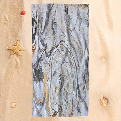 HOSNYE Abstract Marbling Texture Hand Towel for Bathroom Ink Acrylic Black, White, Gold, Silver and Gray Colors Absorbent Soft Towels for Beach Kitchen Spa Gym Yoga Face Towel